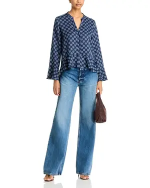 EMME Printed Crepe Flounce Shirt