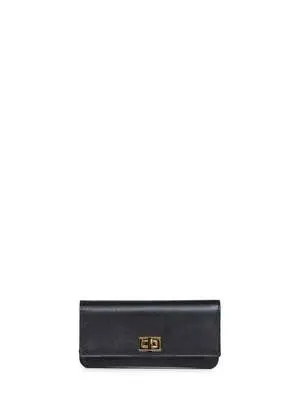 Fendi Black Leather Way Continental Wallet - Multicolor