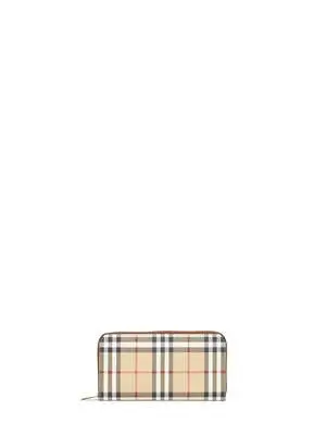 Burberry Archive Beige And Brier Brown Check Zip-around Wallet - Multicolor