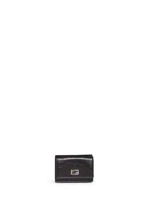 Fendi Black Mini Trifold Tube Compact Wallet - Multicolor