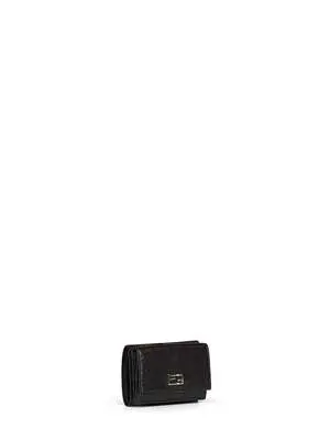 Fendi Black Mini Trifold Tube Compact Wallet