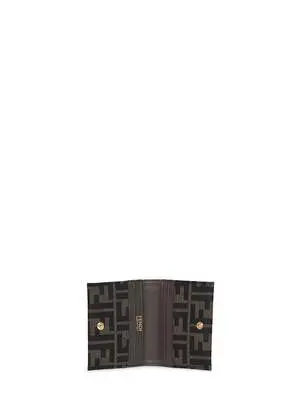Fendi Tobacco Brown Card Case Ff Jacquard Card Case