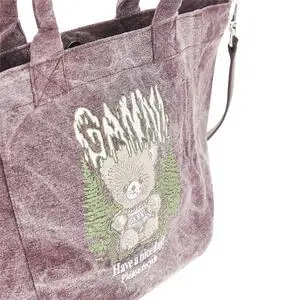 GANNI Small Forest Teddy Tote Bag - Purple