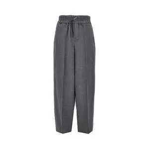 AMI Paris Wool Pants With Elasticated Waist - Gray