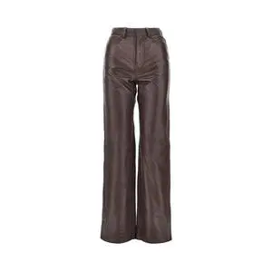 ROTATE BY BIRGER CHRISTENSEN Leather Straight Leg Pants - Brown