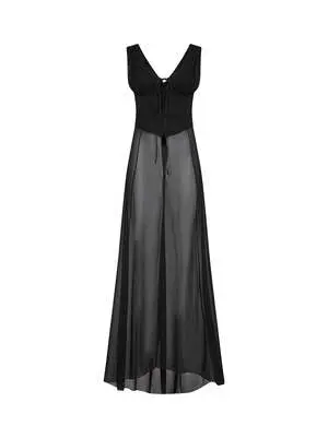 Giuseppe Di Morabito Black Silk Bustier Top With Sheer Skirt - Multicolor