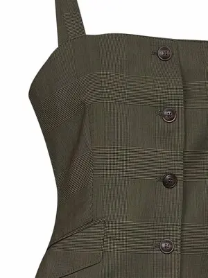 Max Mara Khaki Glen Plaid Wool Vest - Multicolor