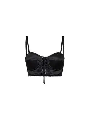 Dolce & Gabbana Black Stretch Satin Bustier Top