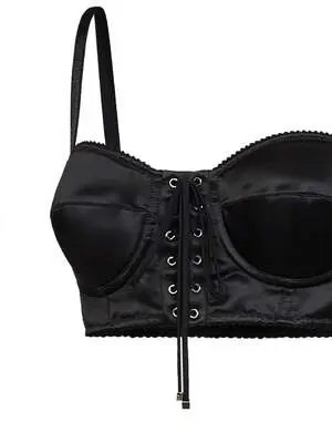 Dolce & Gabbana Black Stretch Satin Bustier Top