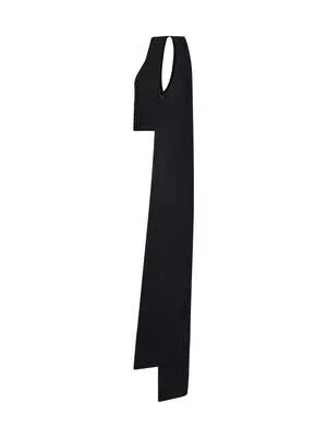 JIL SANDER Black Virgin Wool Asymmetric Top