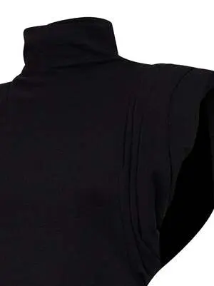 MUGLER Black Jersey Draped Sleeveless Top