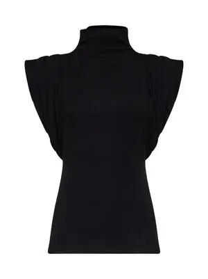 MUGLER MUGLER Black Jersey Draped Sleeveless Top Multicolor