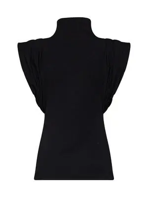MUGLER Black Jersey Draped Sleeveless Top - Multicolor