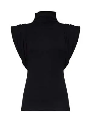 MUGLER Black Jersey Draped Sleeveless Top - Multicolor