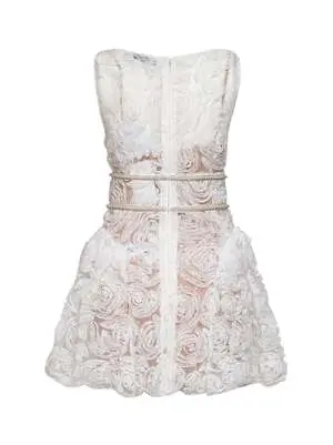 SELF-PORTRAIT White Sequin Tulle And Lace Mini Dress - Multicolor