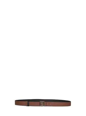 Fendi Black And Dark Brown Leather 30 Mm Reversible Ff Belt