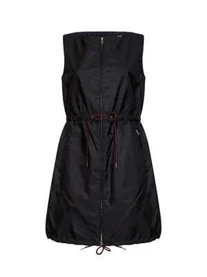 Prada PRADA Black Lightweight Re-Nylon Short Dress With Drawstring Waist Multicolor