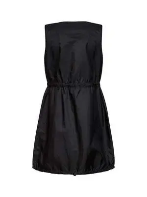 Prada Black Lightweight Re-nylon Short Dress With Drawstring Waist - Multicolor