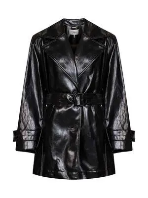 Chloé Black Shiny Coated Viscose Belted Trench Coat