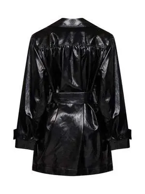 Chloé Black Shiny Coated Viscose Belted Trench Coat