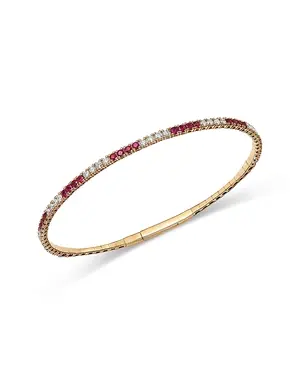Bloomingdale'S Sapphire And Diamond Bangle Bracelet In 14k Yellow Gold - Ruby/gold