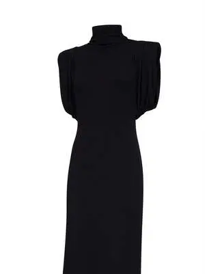 MUGLER Black Jersey Draped Sleeveless Maxi Dress - Multicolor