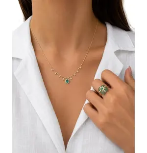 Meira T 14k Yellow Jade, Emerald & Diamond Star Ring