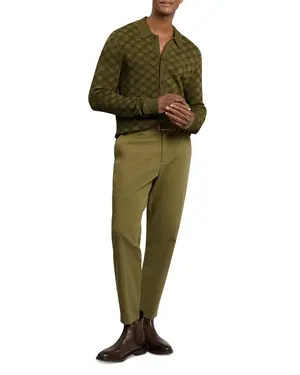 Ted Baker London Kearl Long Sleeve Geometric Stitch Sweater Polo
