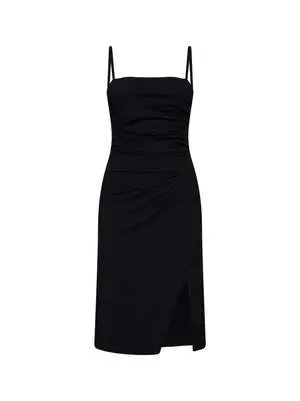 Dolce & Gabbana Black Stretch Jersey Draped Midi Dress