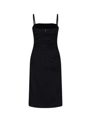 Dolce & Gabbana Black Stretch Jersey Draped Midi Dress