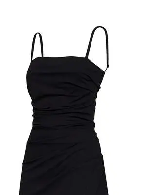 Dolce & Gabbana Black Stretch Jersey Draped Midi Dress