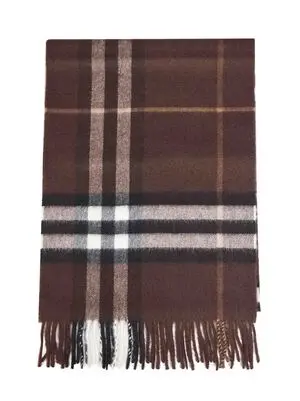 Burberry Treacle Brown Check Cashmere Scarf - Multicolor