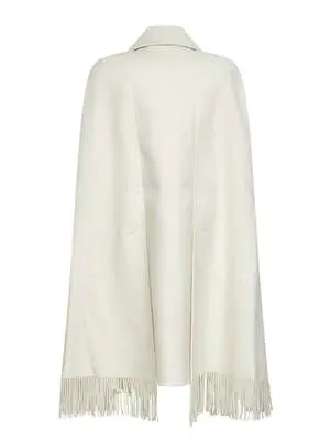 TOTEME White Bouclé Fringe Cape Coat