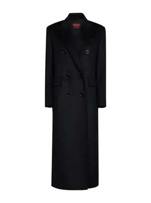 Max Mara Black Msteffige Tuxedo-style Long Coat