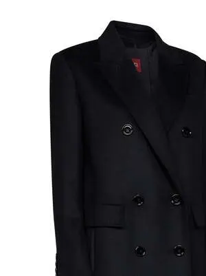 Max Mara Black Msteffige Tuxedo-style Long Coat