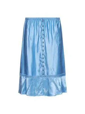 Rabanne Sunset Blue Viscose And Silk Satin Midi Skirt - Multicolor