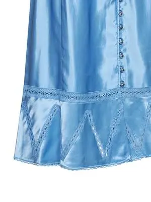 Rabanne Sunset Blue Viscose And Silk Satin Midi Skirt - Multicolor