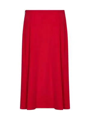 Valentino Garavani Red Silk Georgette Flared Midi Skirt