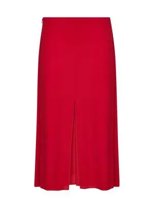 Valentino Garavani Red Silk Georgette Flared Midi Skirt - Multicolor