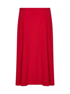 Valentino Garavani Red Silk Georgette Flared Midi Skirt - Multicolor