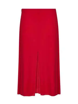 Valentino Garavani Red Silk Georgette Flared Midi Skirt - Multicolor