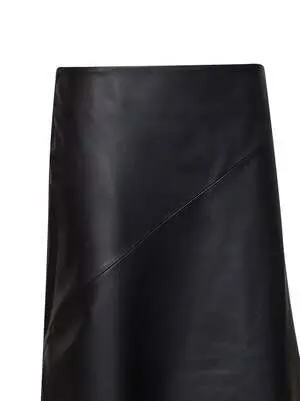 MUGLER Black Nappa Leather Asymmetric Skirt