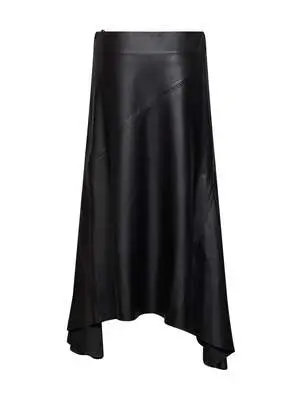 MUGLER Black Nappa Leather Asymmetric Skirt