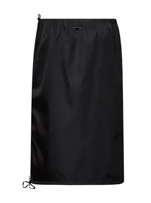 Prada Black Re-nylon Straight Midi Skirt - Multicolor