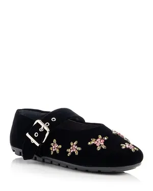 Simone Rocha Embellished Mary Jane Ballerina Flats - Black/rose Multi