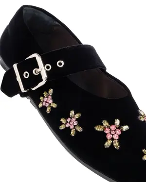 Simone Rocha Embellished Mary Jane Ballerina Flats - Black/rose Multi