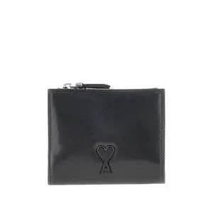 AMI Paris Leather Bi-fold Voulez-vous Wallet - Black