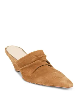 Cinq À Sept Sonia Curved Suede Mules - Toffee