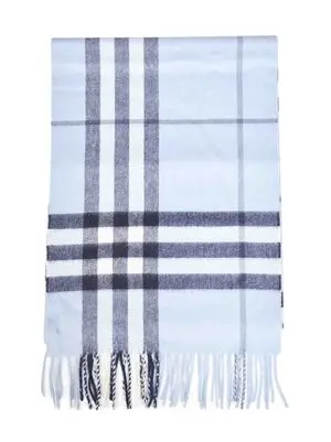 Burberry Bank Blue Check Cashmere Scarf - Multicolor