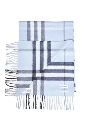 Burberry Bank Blue Check Cashmere Scarf - Multicolor